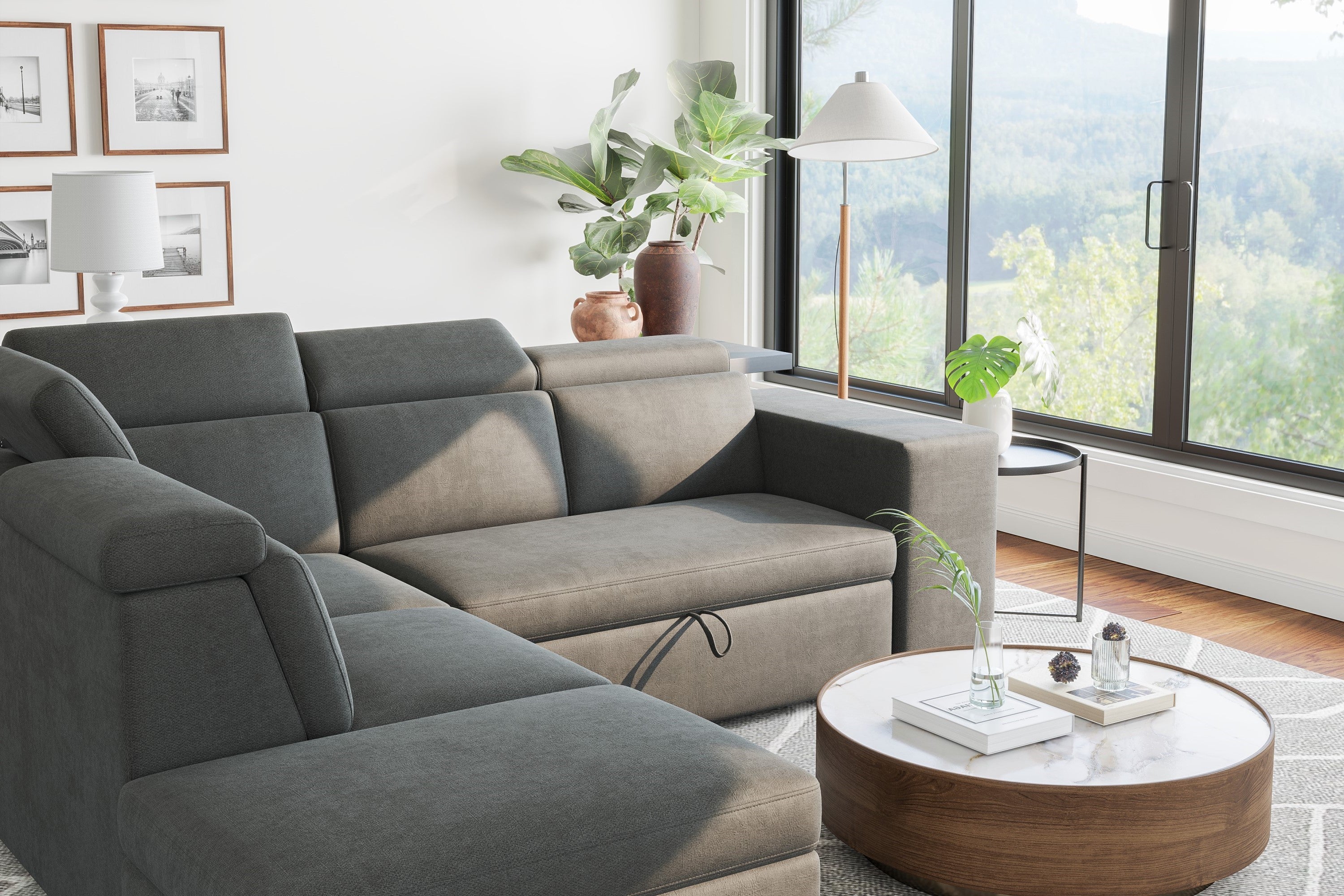 Dark gray sectional sofa store