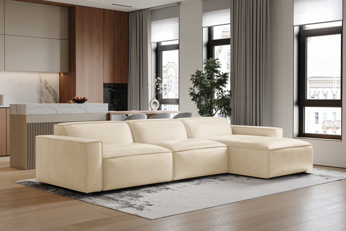 Valencia Nathan Full Aniline Leather Lounge Modular Sofa, Three Seats