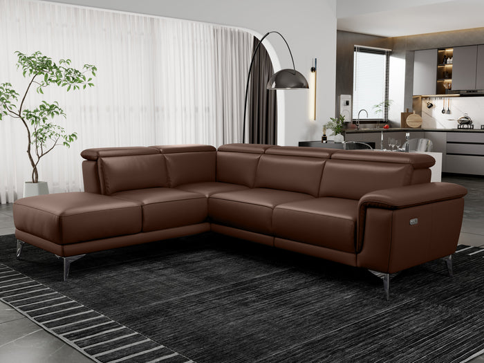 Valencia Pista Modern Top Grain Leather Reclining Sectional Sofa with