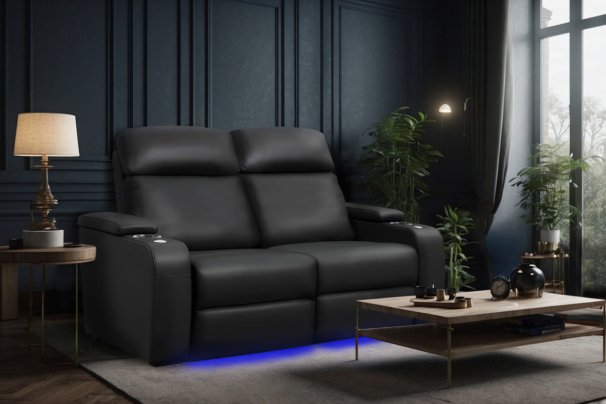 Valencia Bellagio Home Cinema Seating Power Recliner Row of 2 Loveseat