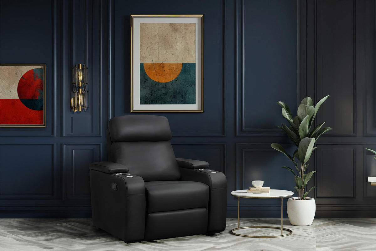 Valencia Bellagio Home Cinema Seating Manual Recliner Row of 3, Black