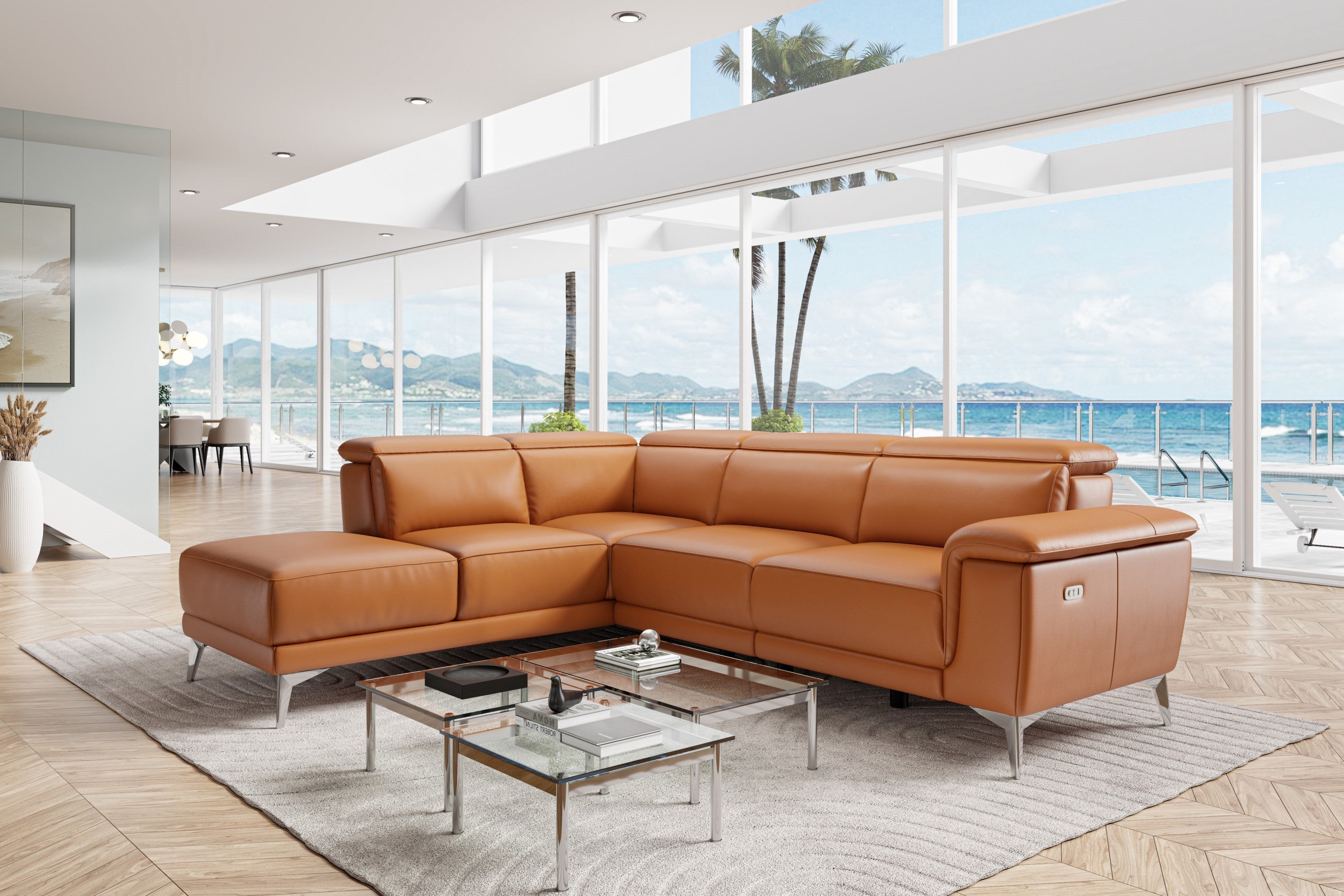 Leather reclining sofa sectional store