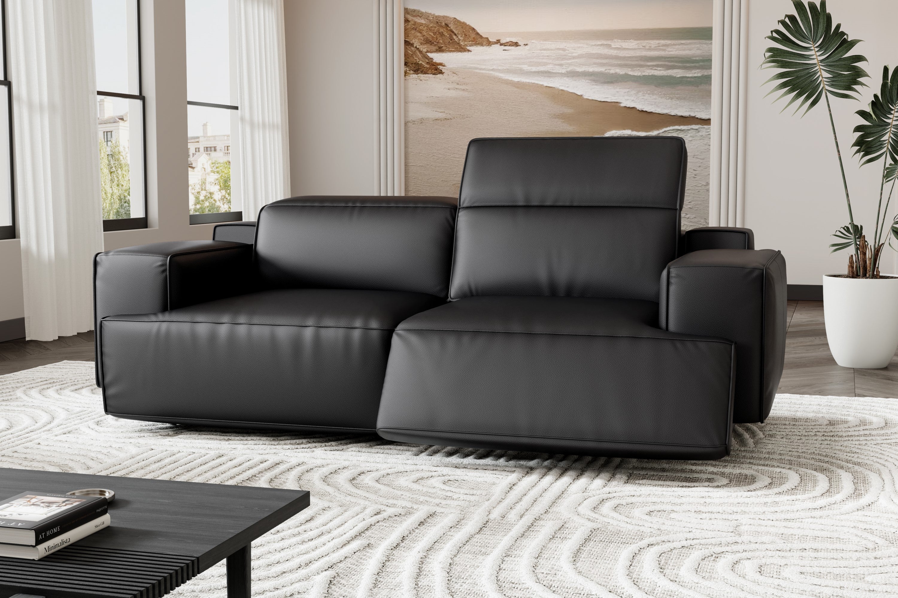 Leather reclining loveseat store