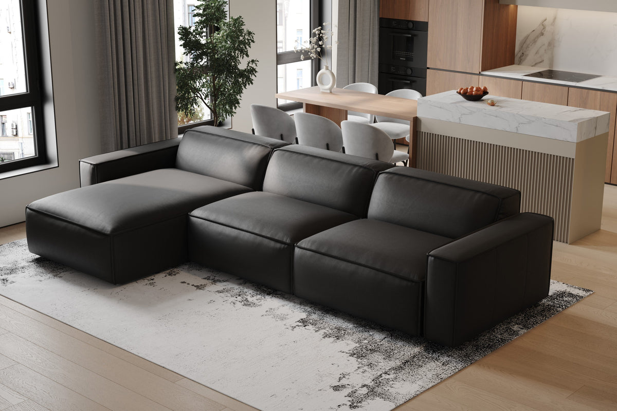 Valencia Nathan Full Aniline Leather Lounge Modular Sofa, Three Seats